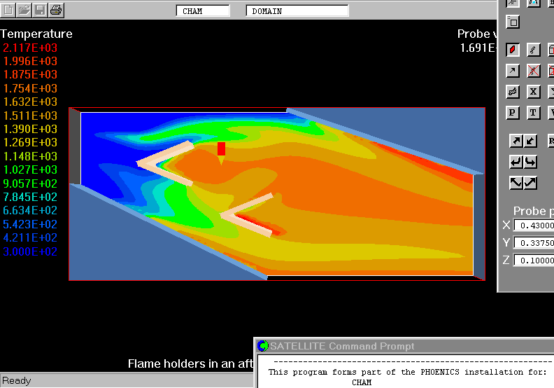 Afterburner with V-gutter flameholders