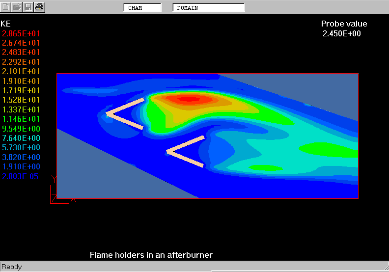 Afterburner with V-gutter flameholders