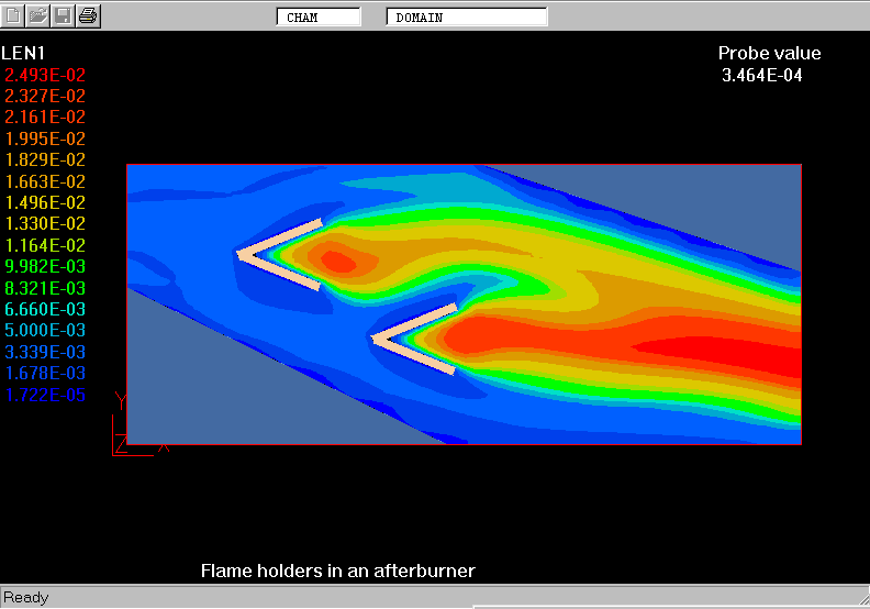 Afterburner with V-gutter flameholders
